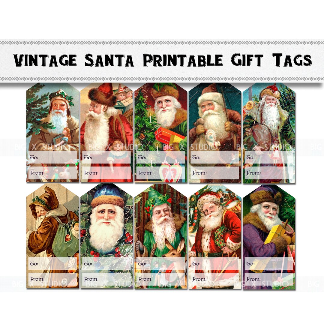Vintage Santa Christmas Printable Gift Tags / Digital Download / Xmas ...