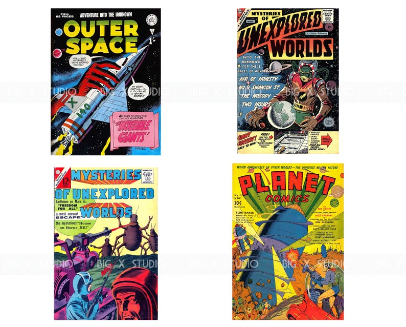 Vintage Science Fiction Comic Art Images Set 3 / Digital Download ...