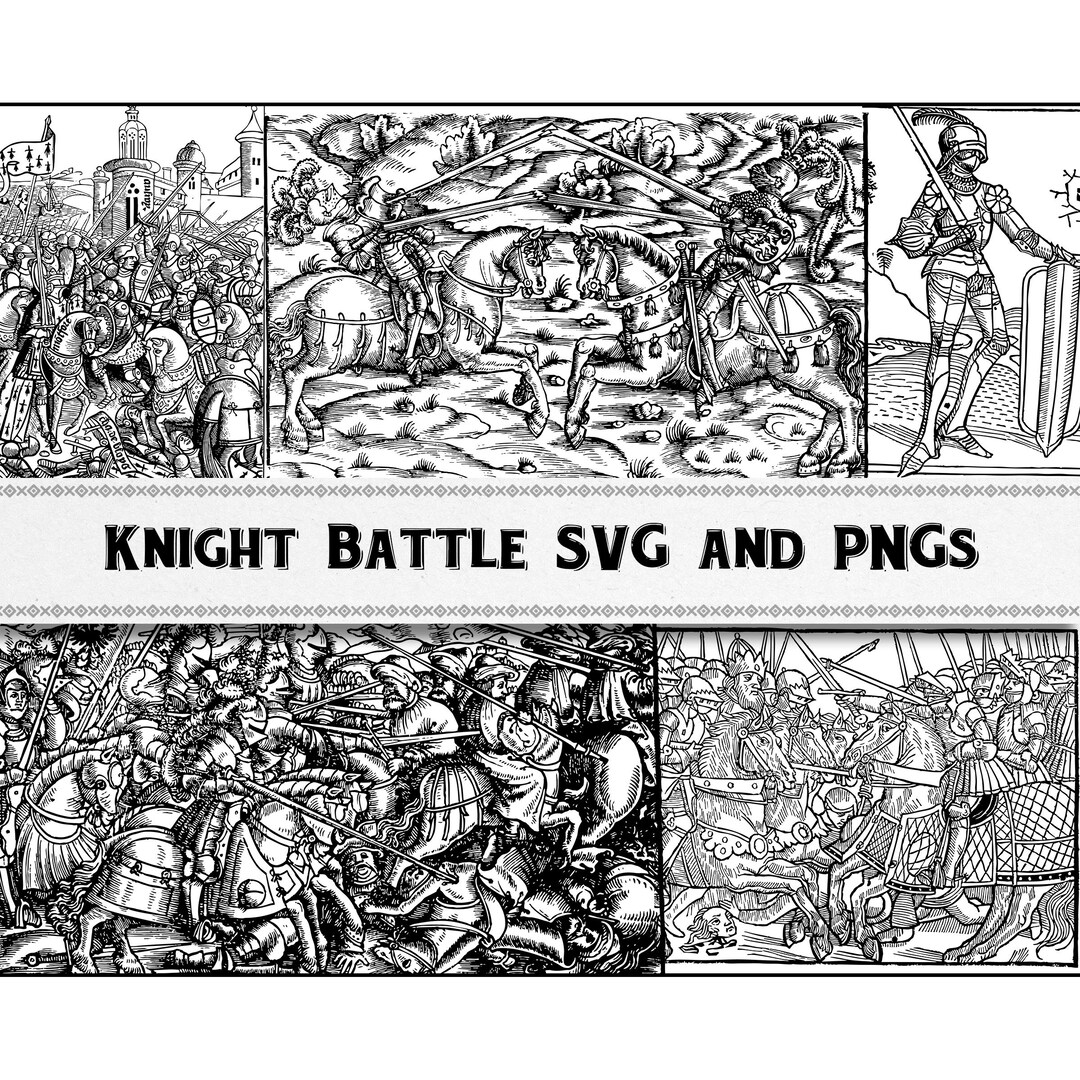 Medieval Knight Battle Images, Digital Download, Illuminated Manuscript ...