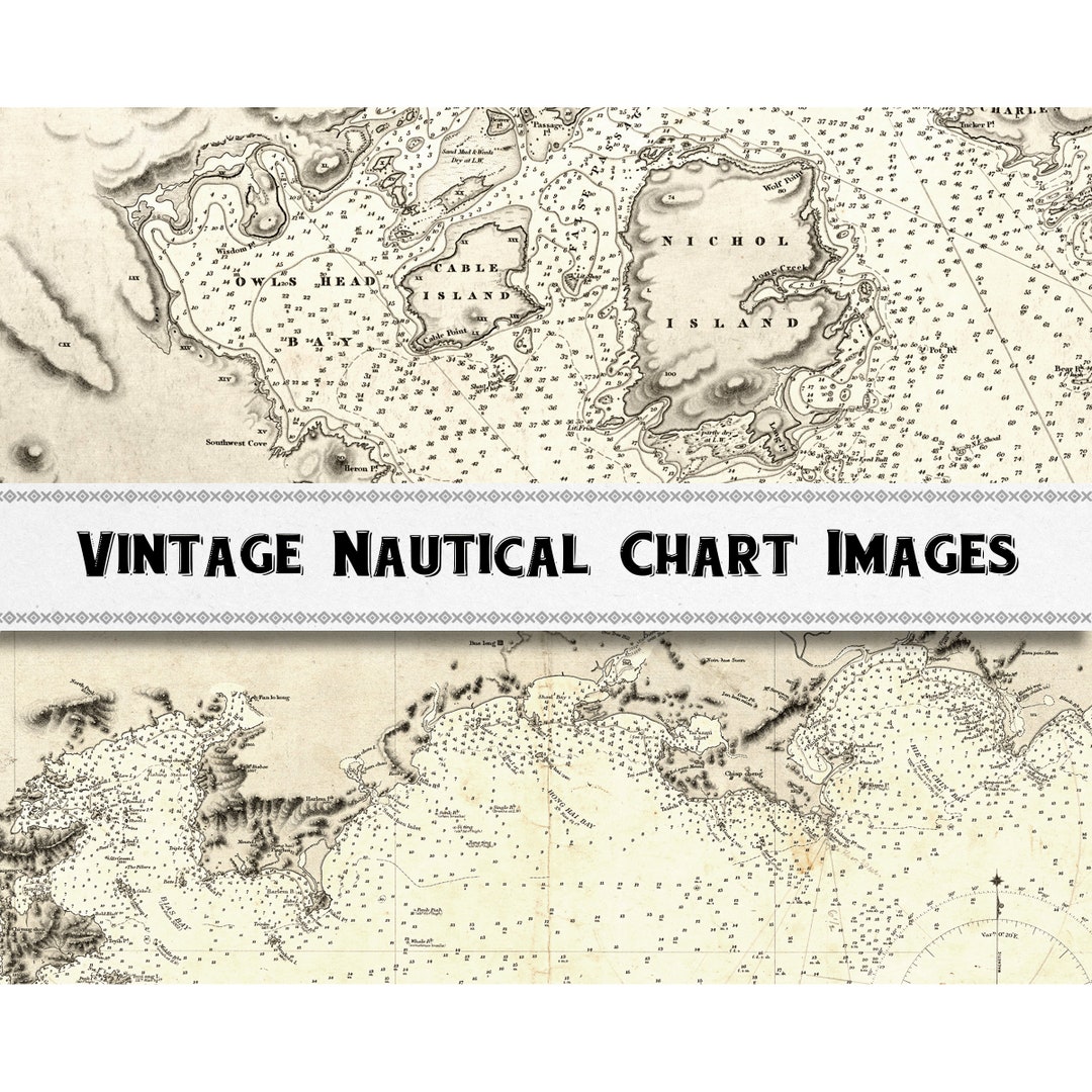 Vintage Nautical Chart Images / Coastal Maps / Digital Download ...