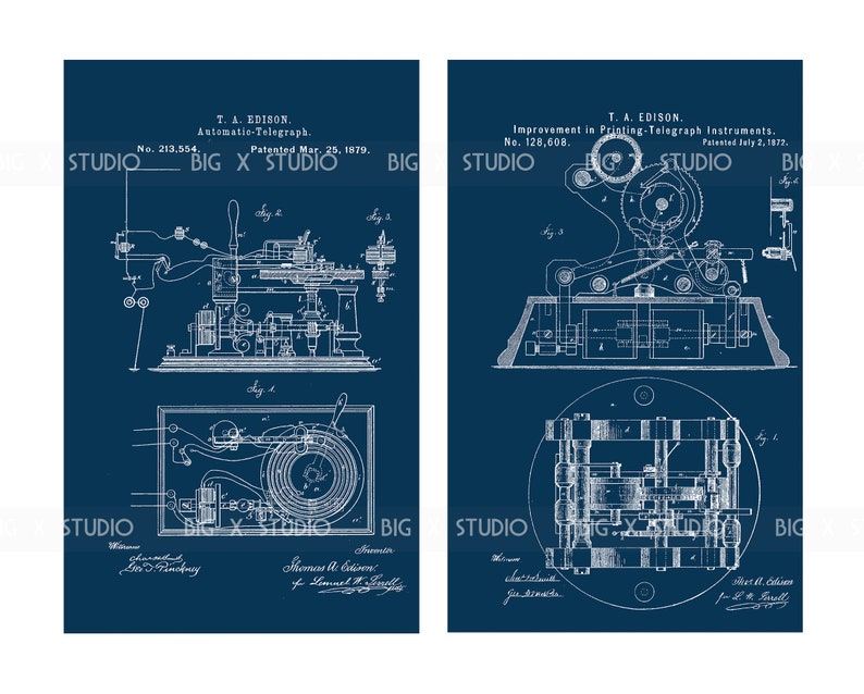 Thomas Edison Patent Blueprint Drawing Images / Digital Download ...