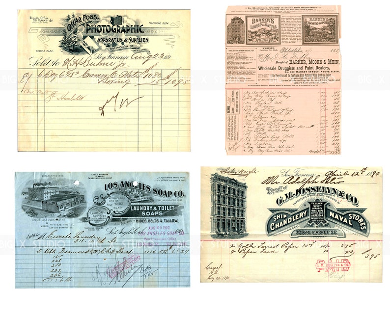 Vintage Receipt Images Set 2 / Victorian Bills of Sale/ - Etsy
