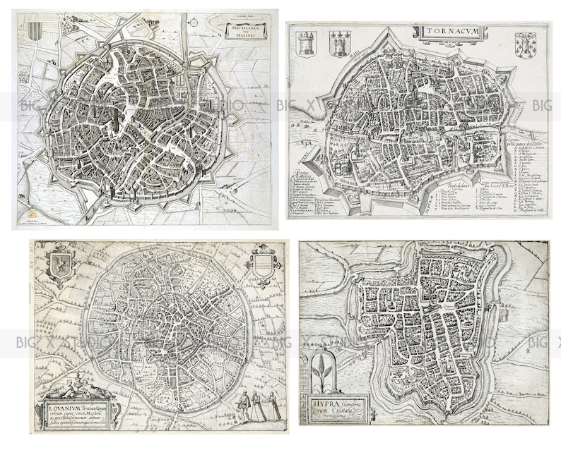 Medieval Walled City Map Images / Digital Download / | Etsy