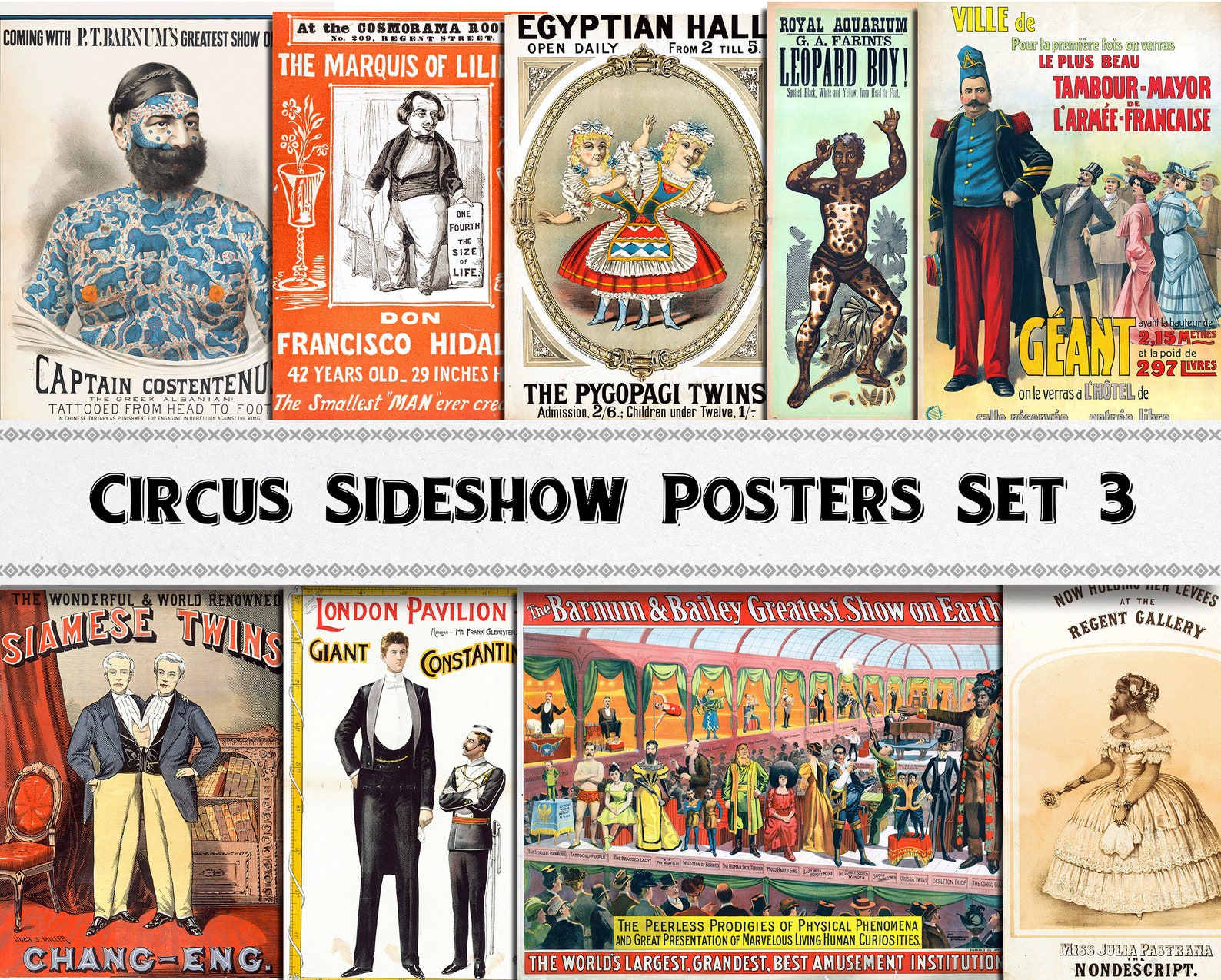 Circus Sideshow Poster Images Set 3 / Digital Download / - Etsy