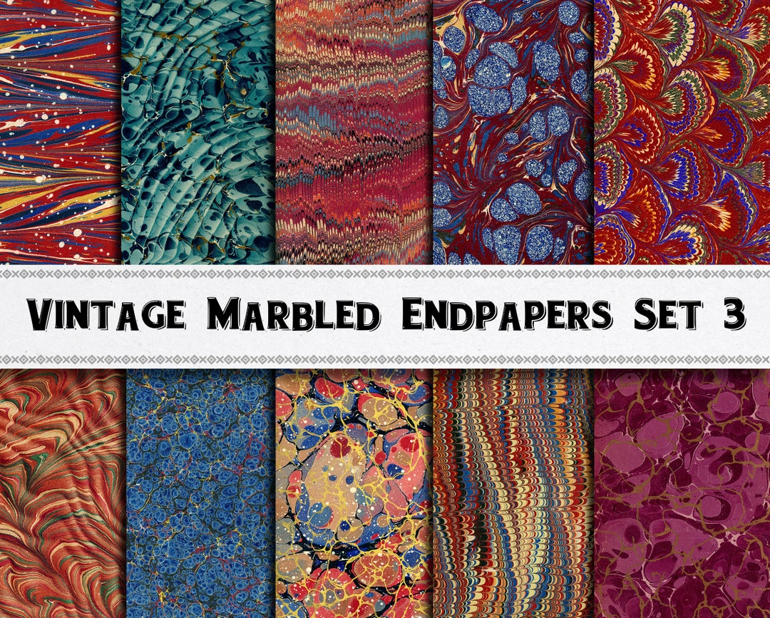 Marbled Paper Images Set 3 Book Endpapers Commercial Use - Etsy