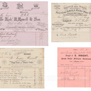 Vintage Receipt Images / Victorian Bills of Sale/ Ephemera / Commercial ...