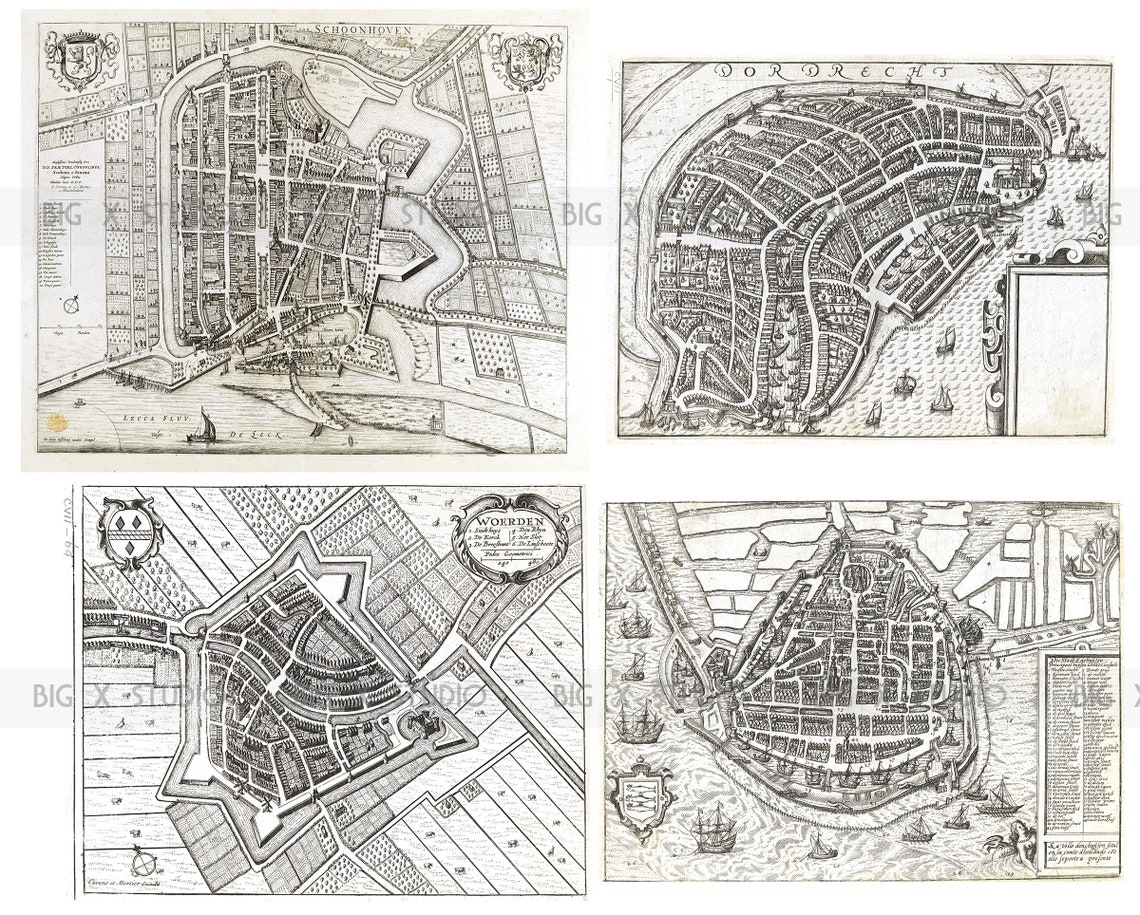 Medieval Walled City Map Images / Digital Download / | Etsy