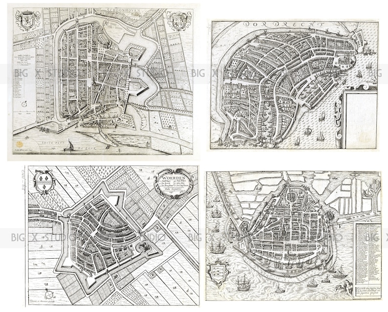 Medieval Walled City Map Images / Digital Download / | Etsy