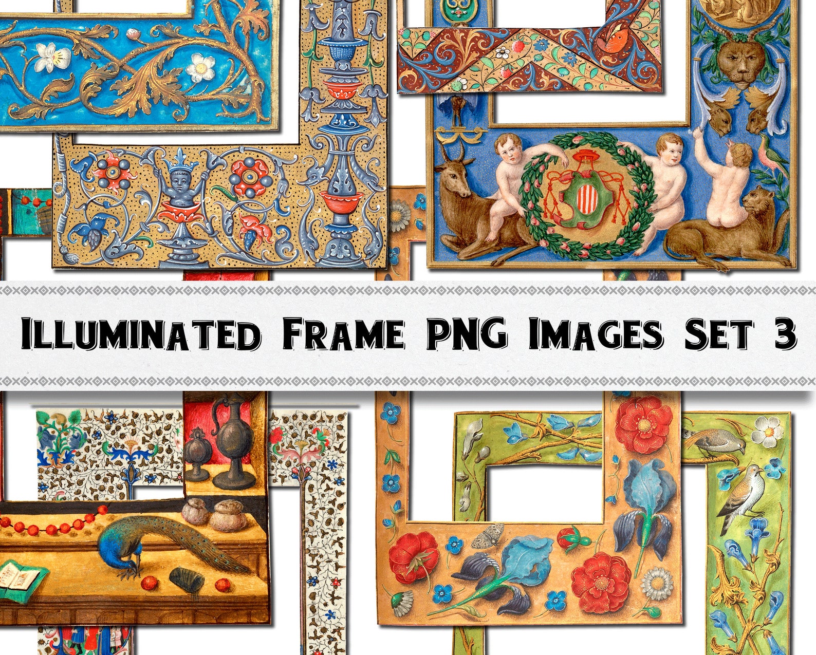 Medieval Illuminated Manuscript Frame PNG Images Set 3 - Etsy