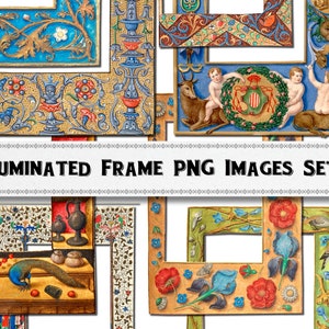 Medieval Illuminated Manuscript Frame PNG Images Set 3 - Etsy