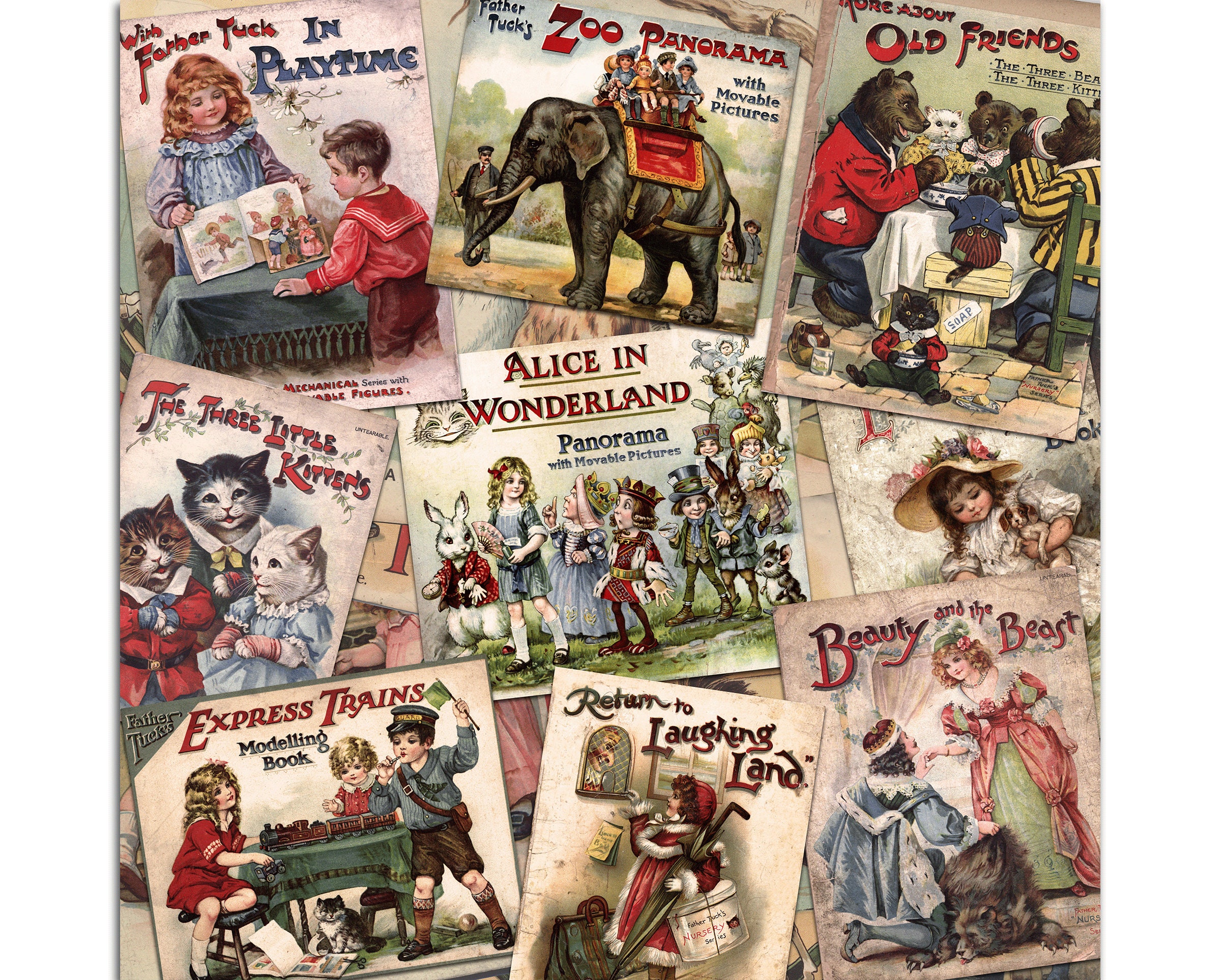 Vintage Children's Book Digital Paper: Fairy Tale Collage (digital ...