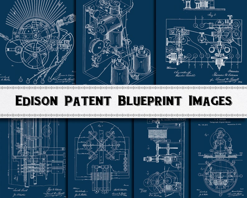 Thomas Edison Patent Blueprint Drawing Images / Digital - Etsy
