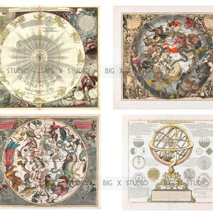 Astrological Star Chart Images / Medieval Renaissance Maps / Digital ...