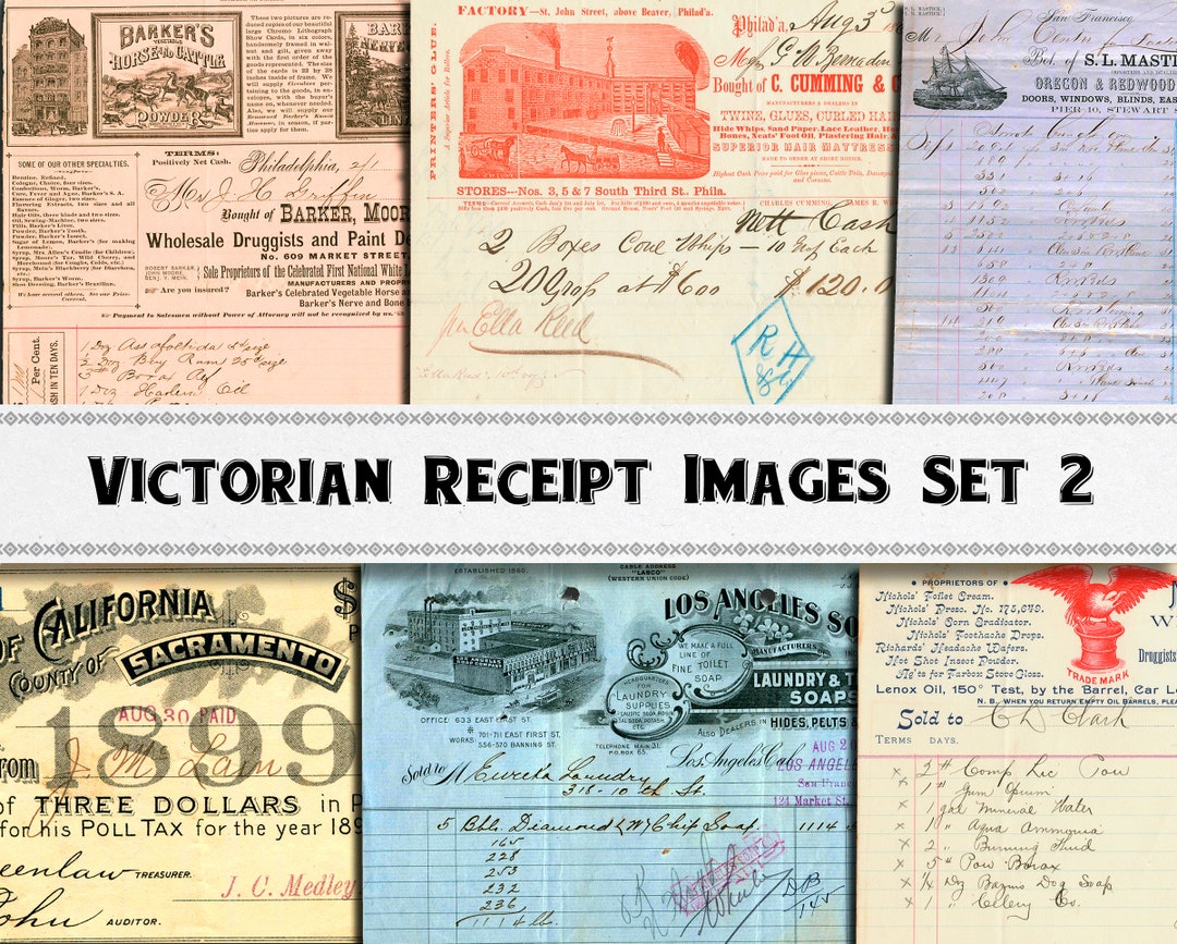 Vintage Receipt Images Set 2 / Victorian Bills of Sale/ - Etsy