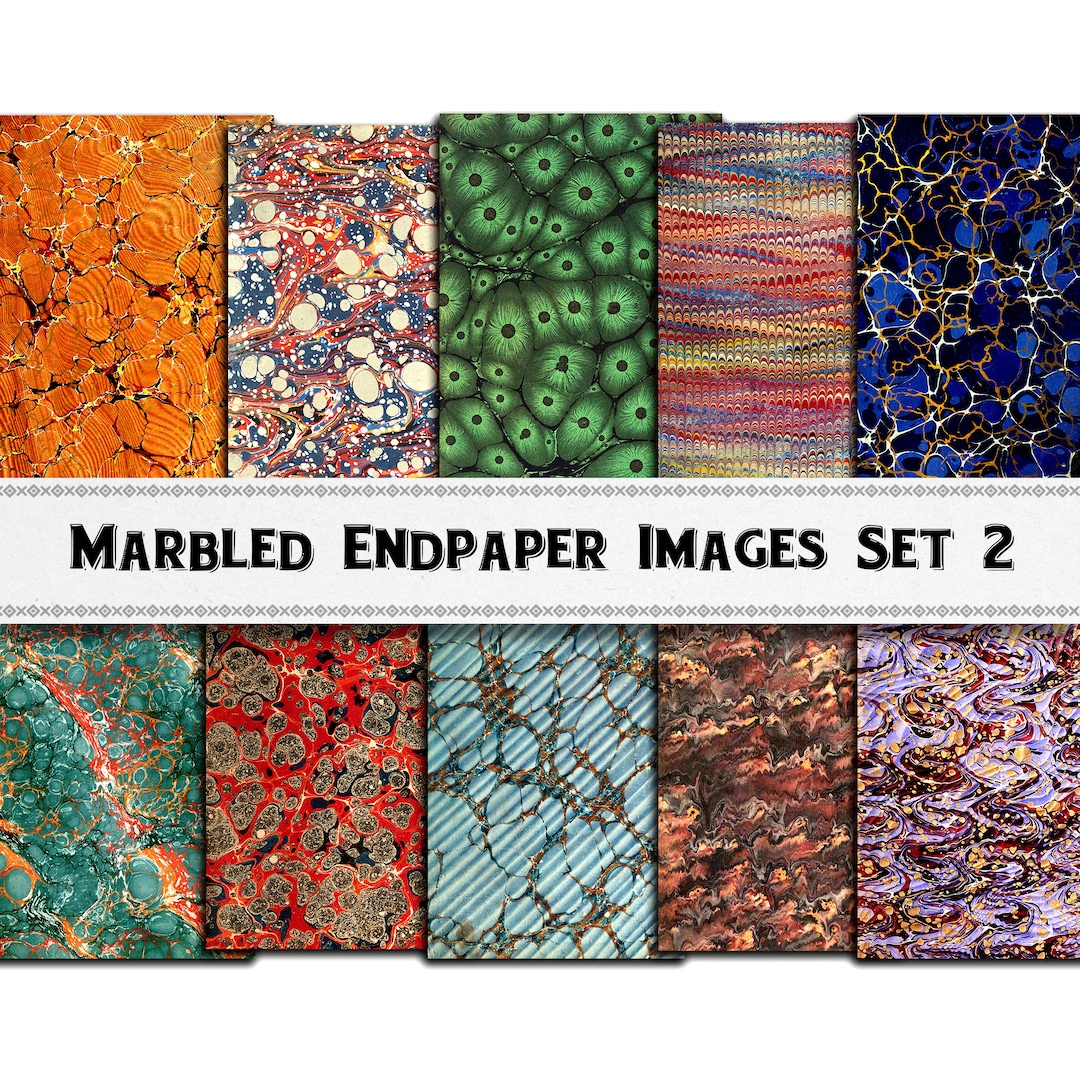 Marbled Paper Images Set 2, Book Endpapers, Commercial Use, Digital ...