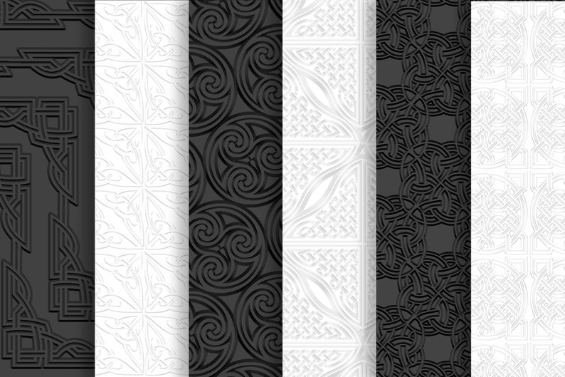 Celtic Knot Black and White Embossed Digital Wallpapers / | Etsy