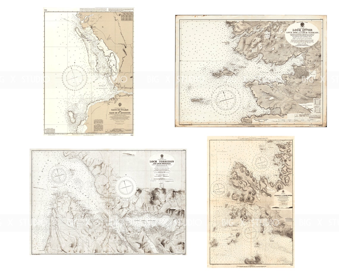Vintage Nautical Chart Images / Coastal Maps / Digital Download ...
