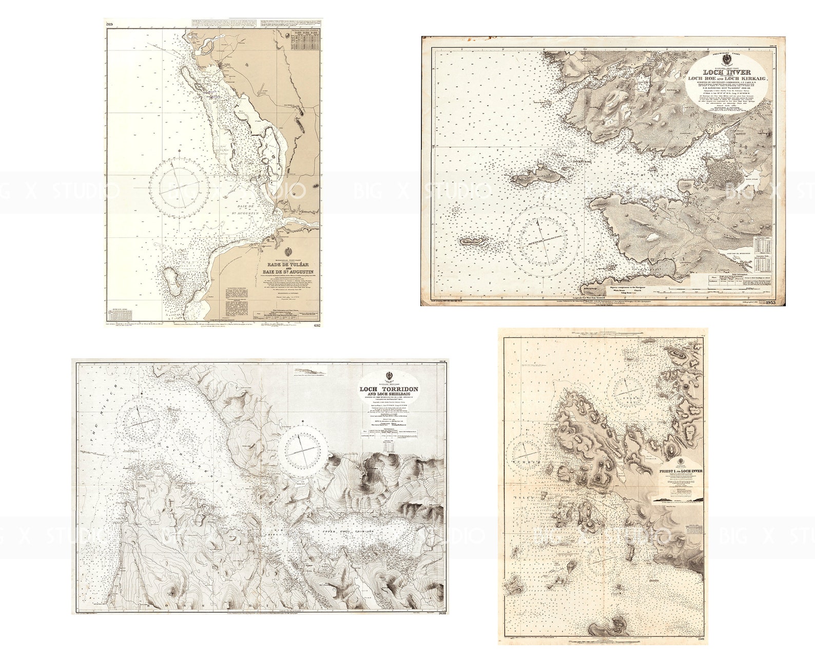 Vintage Nautical Chart Images / Coastal Maps / Digital Download ...