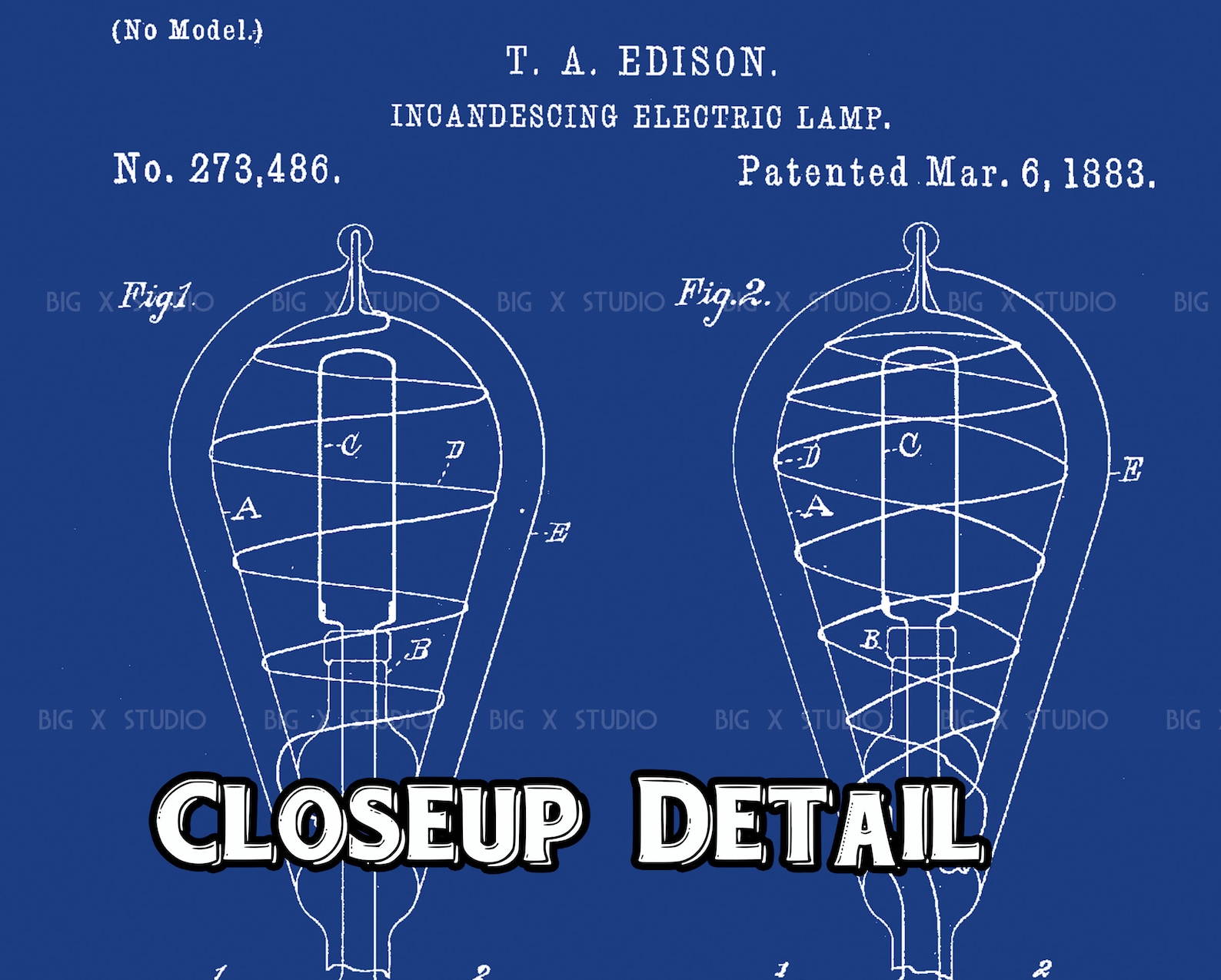 Thomas Edison Light Bulb Patent Blueprint Drawing Images / Digital ...