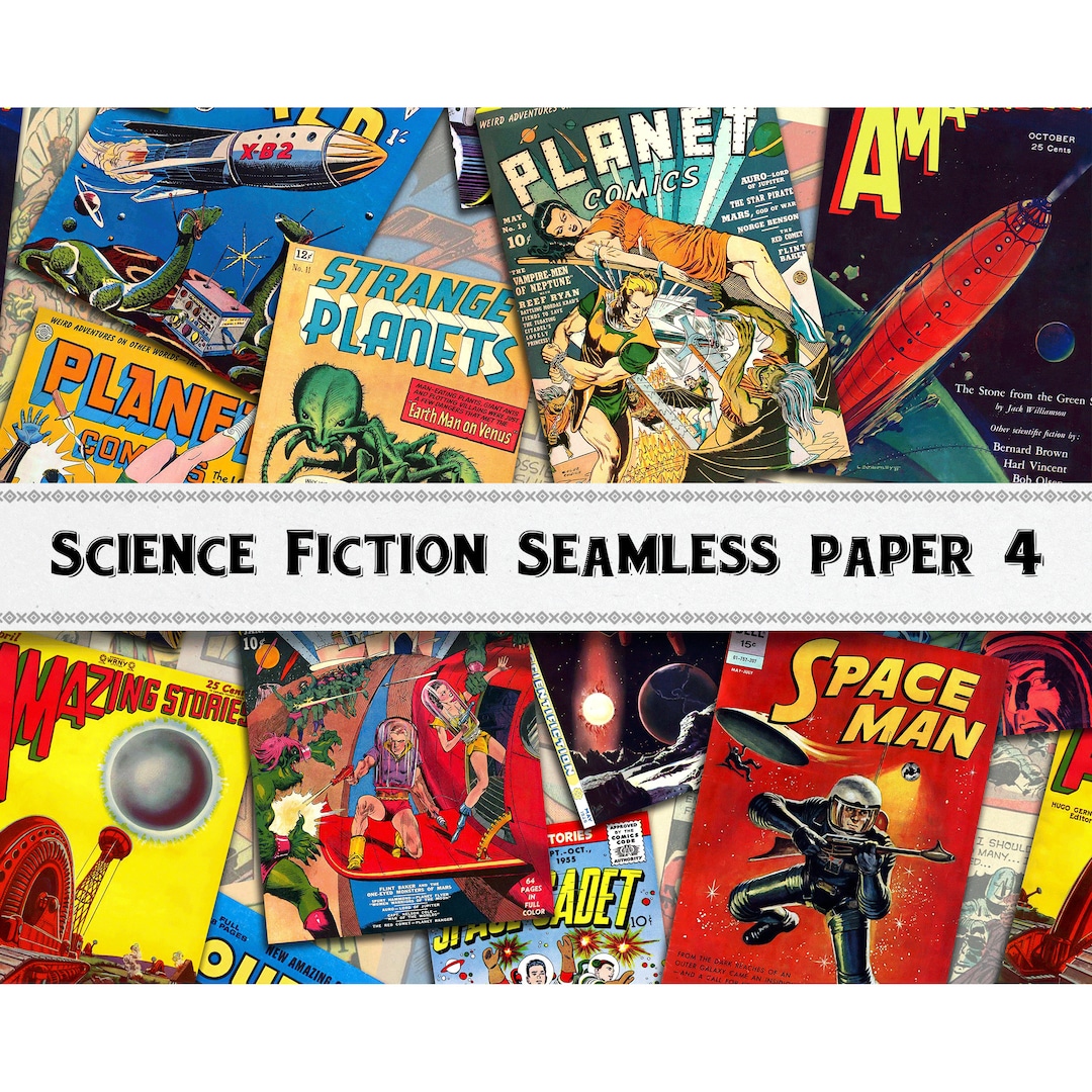Vintage Science Fiction Comic Seamless Digital Paper #4 / Scrapbook ...