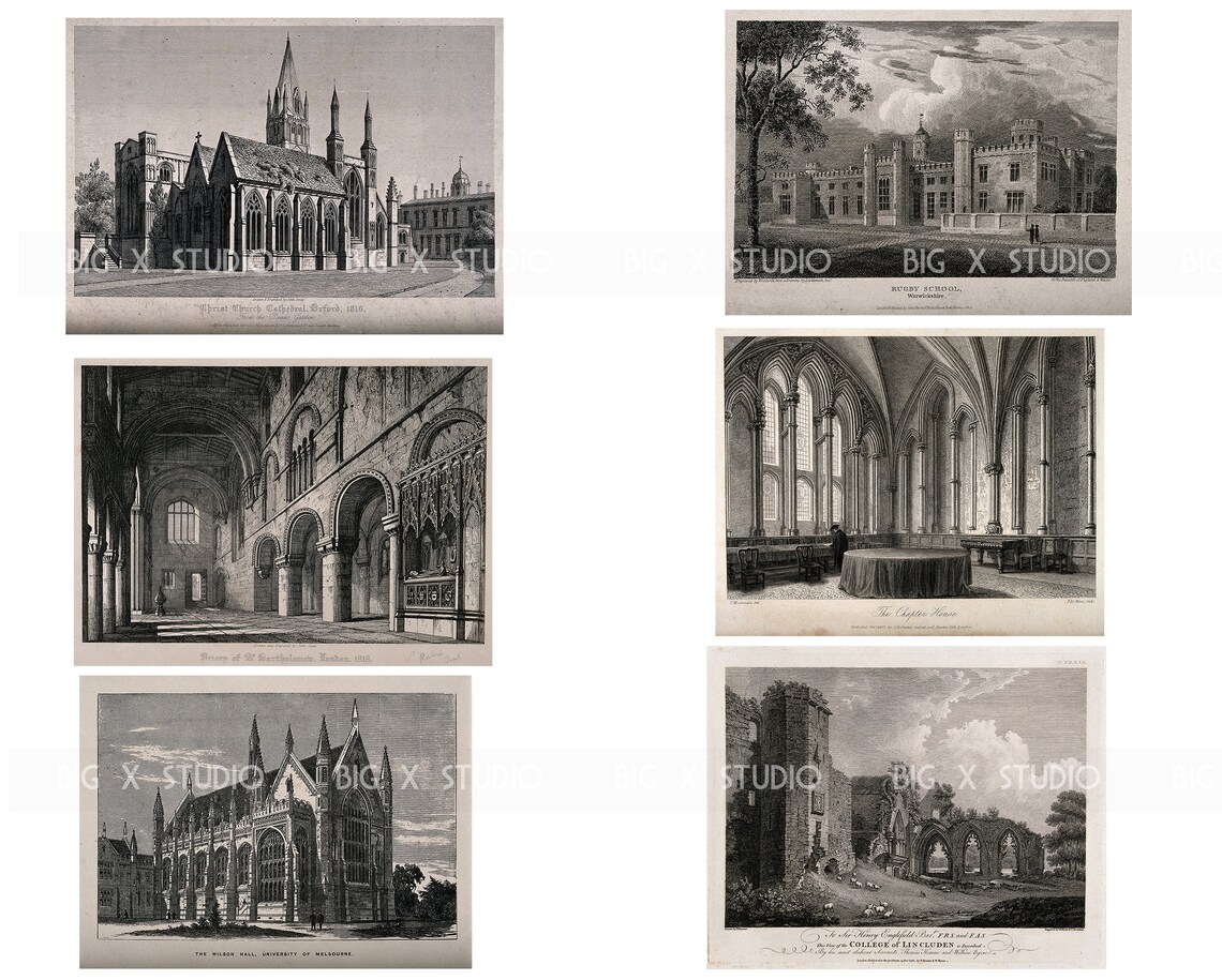 Gothic Architecture Engraving Images / Digital Download / | Etsy