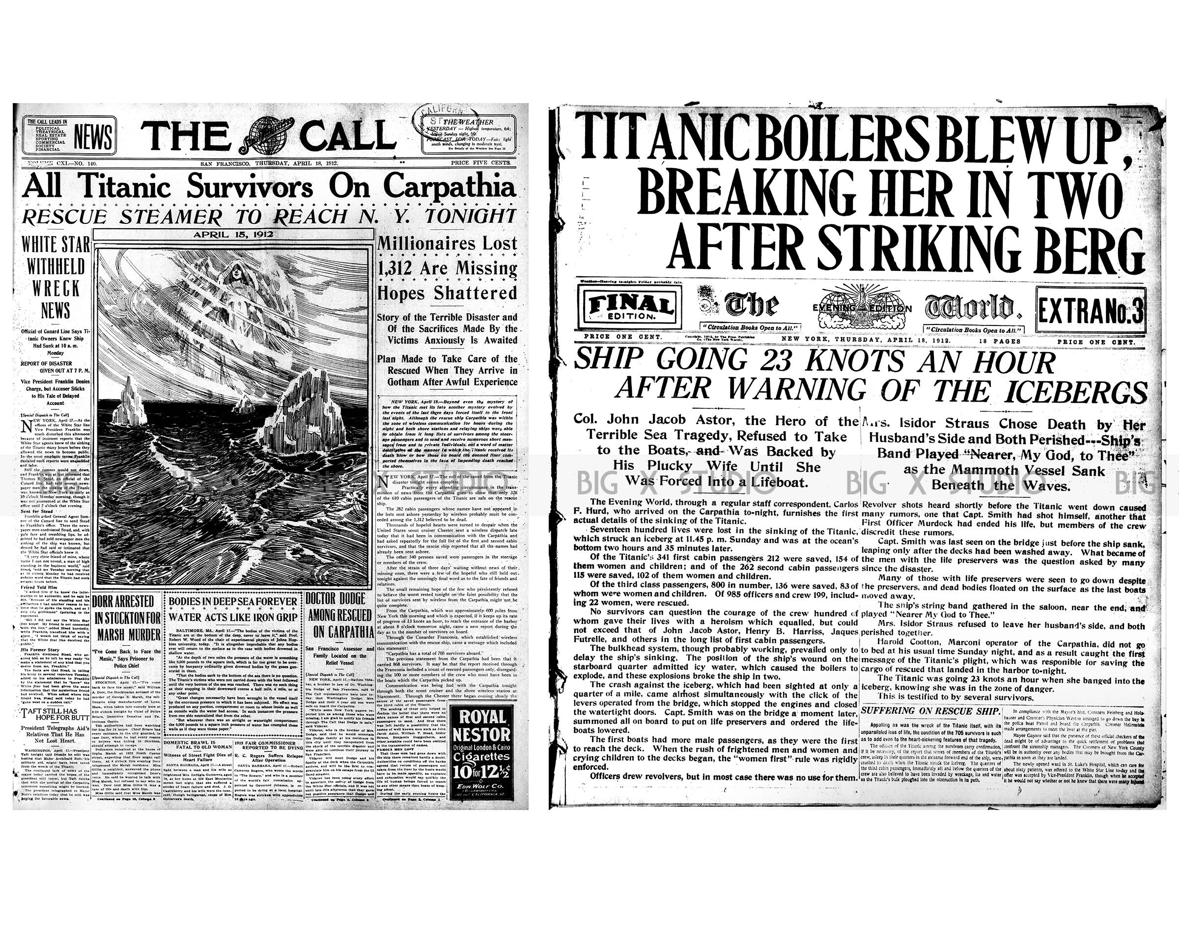 Titanic Ship Disaster Newspaper Images / Digital Download / Commercial ...