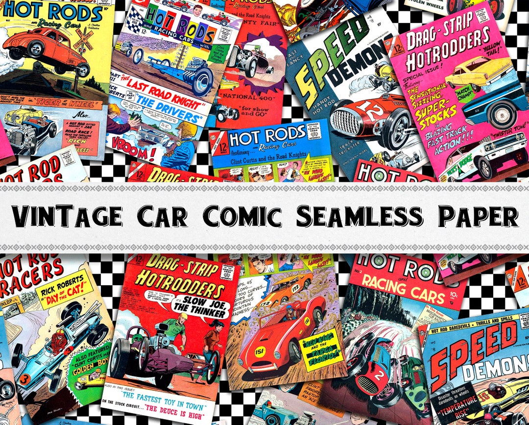 Vintage Racing Car Comic Seamless Digital Paper / Scrapbook - Etsy