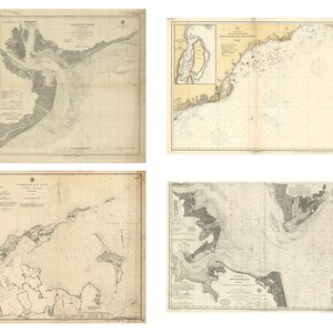 Vintage Nautical Chart Images Set 2 / Coastal Maps / Digital Download ...
