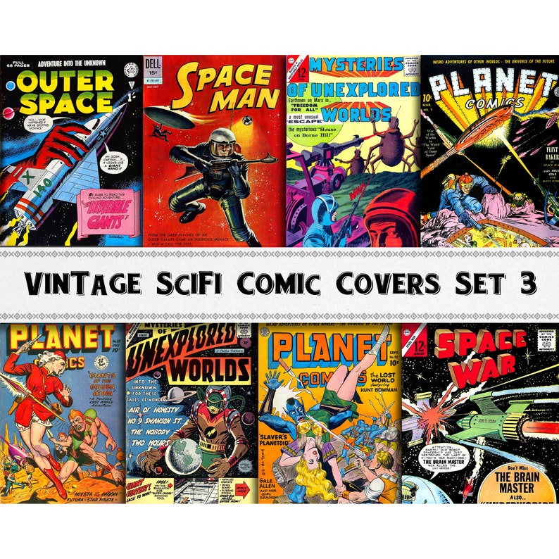 Vintage Science Fiction Comic Art Images Set 3 / Digital Download ...