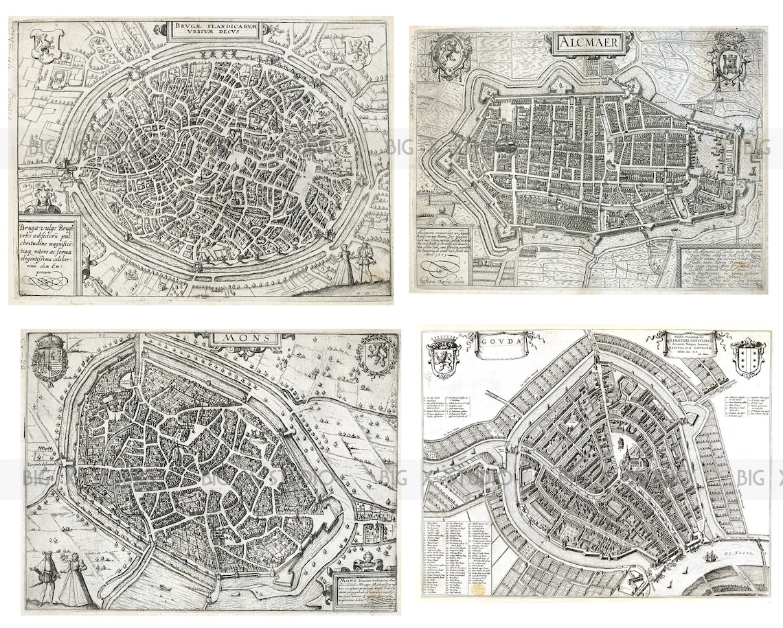 Medieval Walled City Map Images / Digital Download / | Etsy