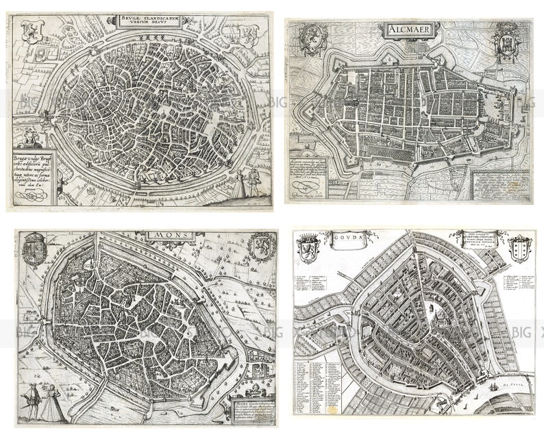 Medieval Walled City Map Images / Digital Download / | Etsy