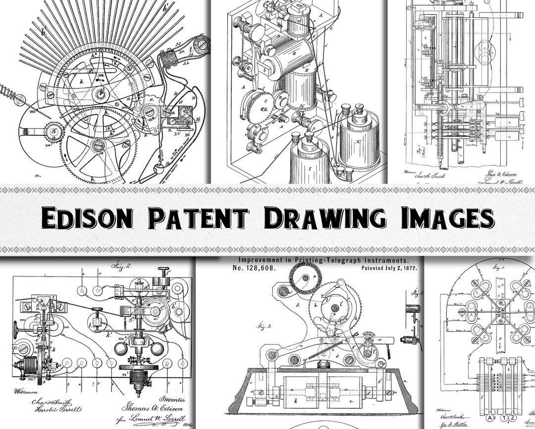 Thomas Edison Patent Drawing Images / Digital Download / - Etsy