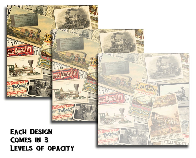 Vintage Railroad Train Digital Papers / Scrapbook Wallpapers / Train ...