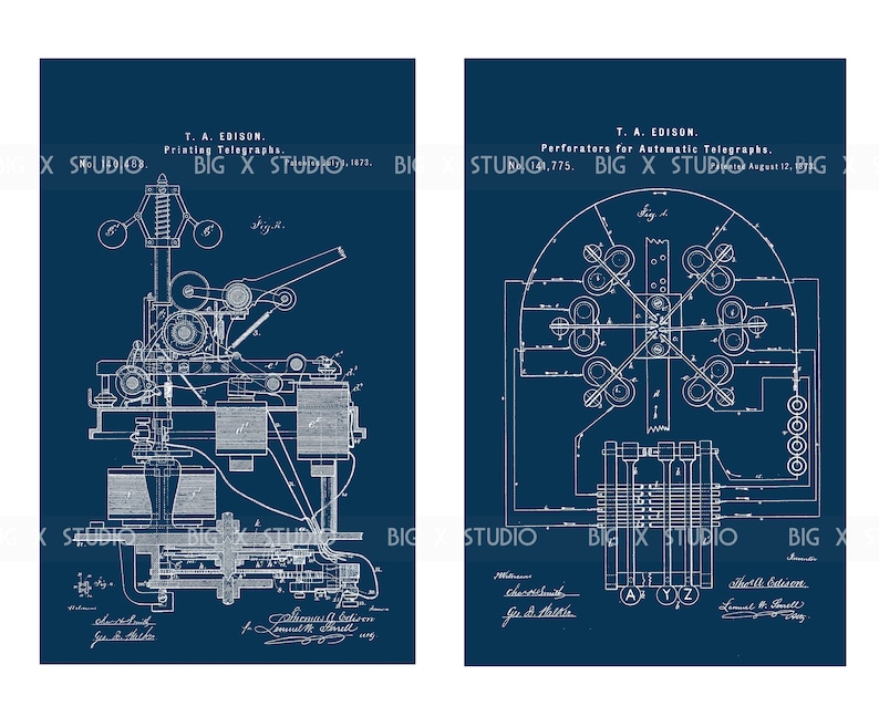 Thomas Edison Patent Blueprint Drawing Images / Digital - Etsy