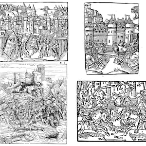 Medieval Knight Battle Images, Digital Download, Illuminated Manuscript ...