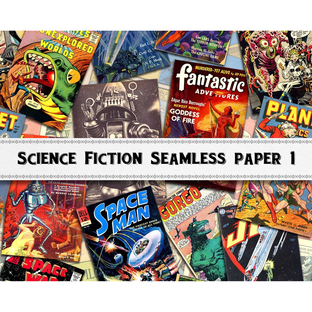Vintage Science Fiction Comic Seamless Digital Paper / Scrapbook ...