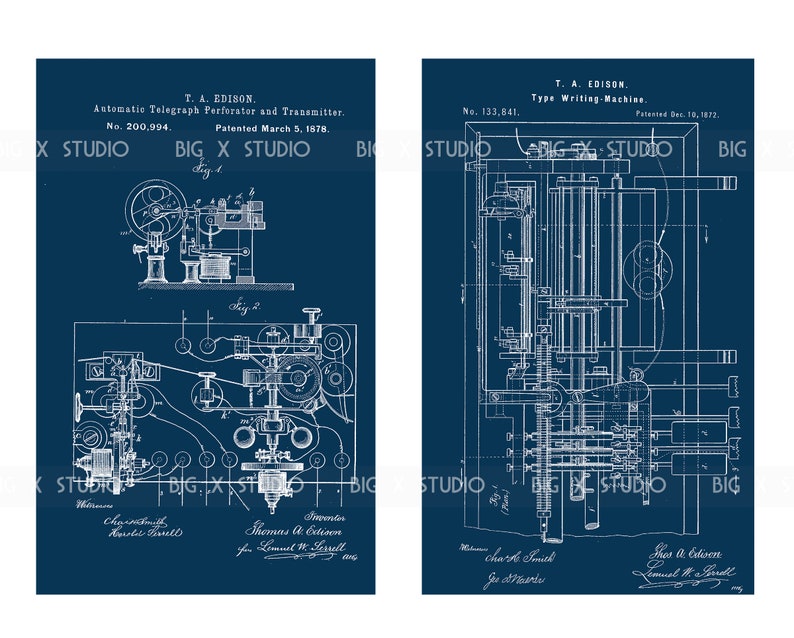 Thomas Edison Patent Blueprint Drawing Images / Digital - Etsy