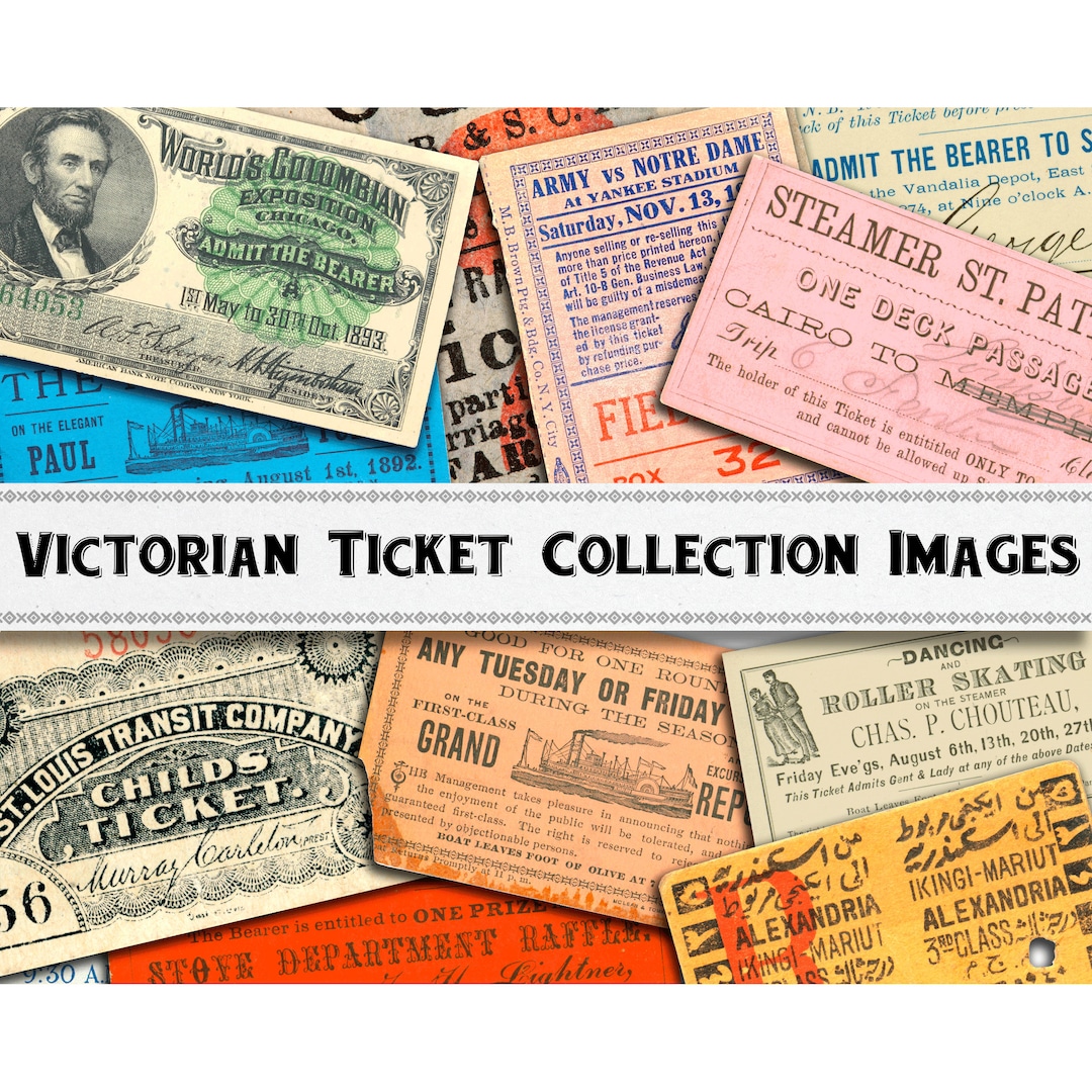Vintage Victorian Ticket Images / Train Tickets / Ephemera / Commercial ...
