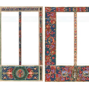 Two Column Medieval Illuminated Manuscript Frame PNG Images, Digital ...