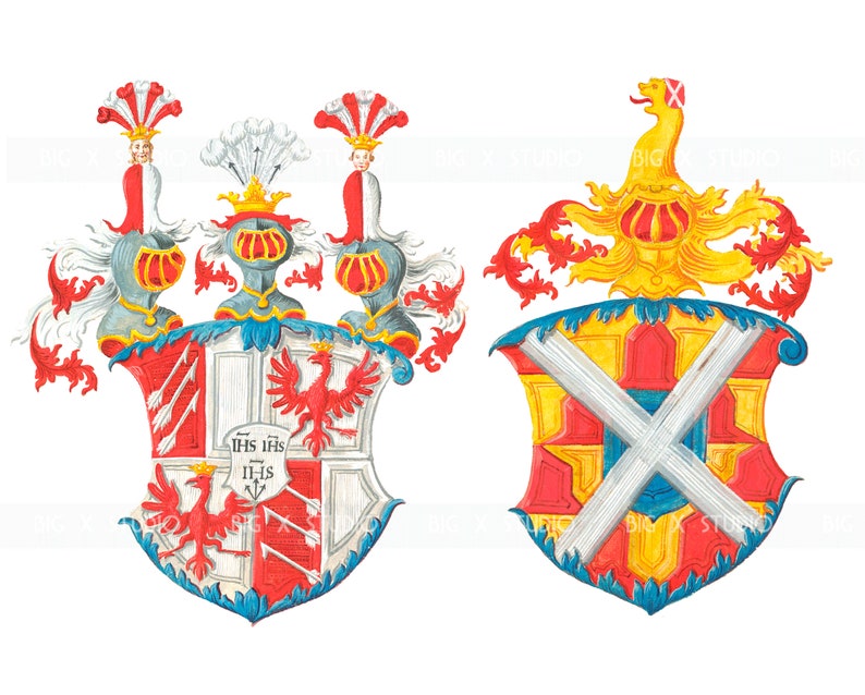 Medieval Heraldry Coat of Arms Set 2: Illuminated Manuscript Clipart ...