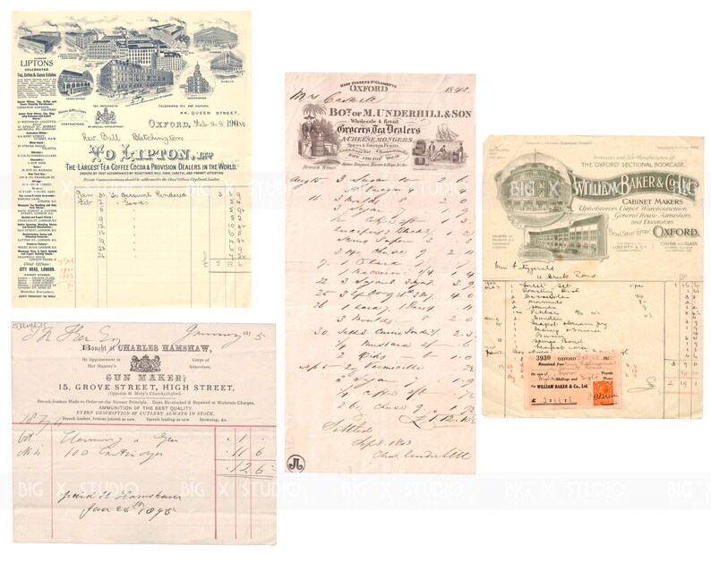 Vintage Receipt Images / Victorian Bills of Sale/ Ephemera / | Etsy