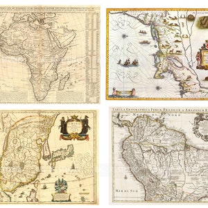 Antique Map Image Set 3 / Medieval Renaissance Maps / Digital Download ...