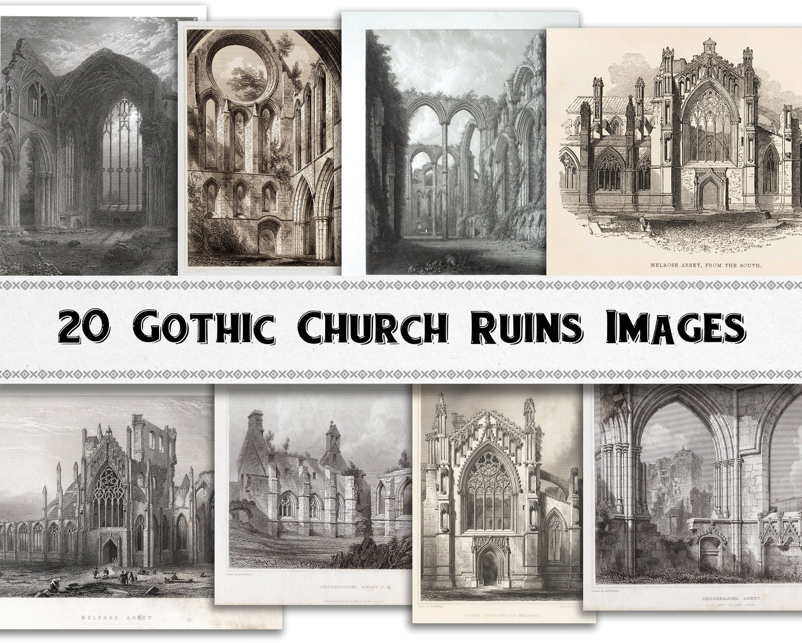 Medieval Gothic Church Ruin Engraving Images / Digital - Etsy