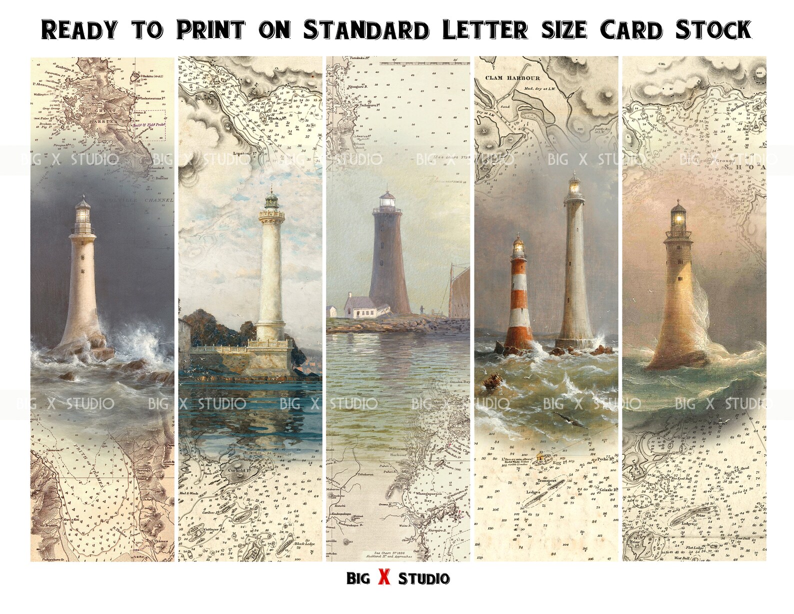 Lighthouse Theme Printable Bookmarks / Digital Download / Nautical Gift ...