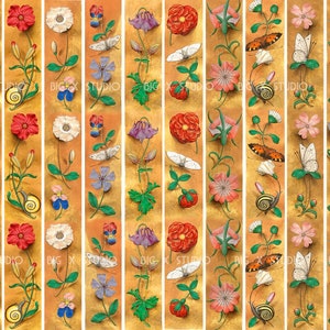 Medieval Floral Gold Leaf Borders: Illuminated Manuscript Clipart ...
