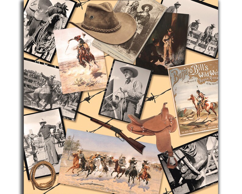 Vintage Cowboy Digital Paper Backgrounds / Scrapbook - Etsy