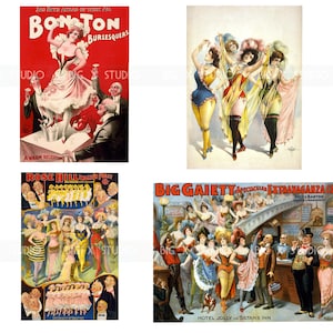 Vintage Burlesque Dancer Posters / Victorian Ephemera / Commercial Use ...