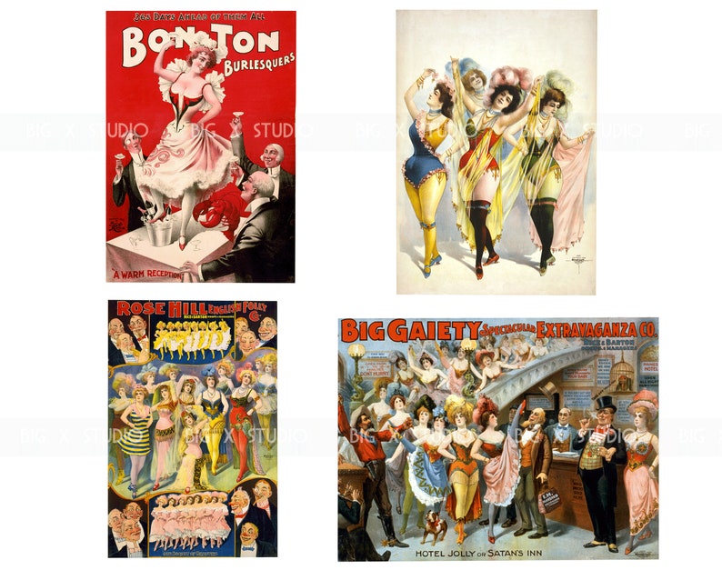 Vintage Burlesque Dancer Posters / Victorian Ephemera / Commercial Use ...