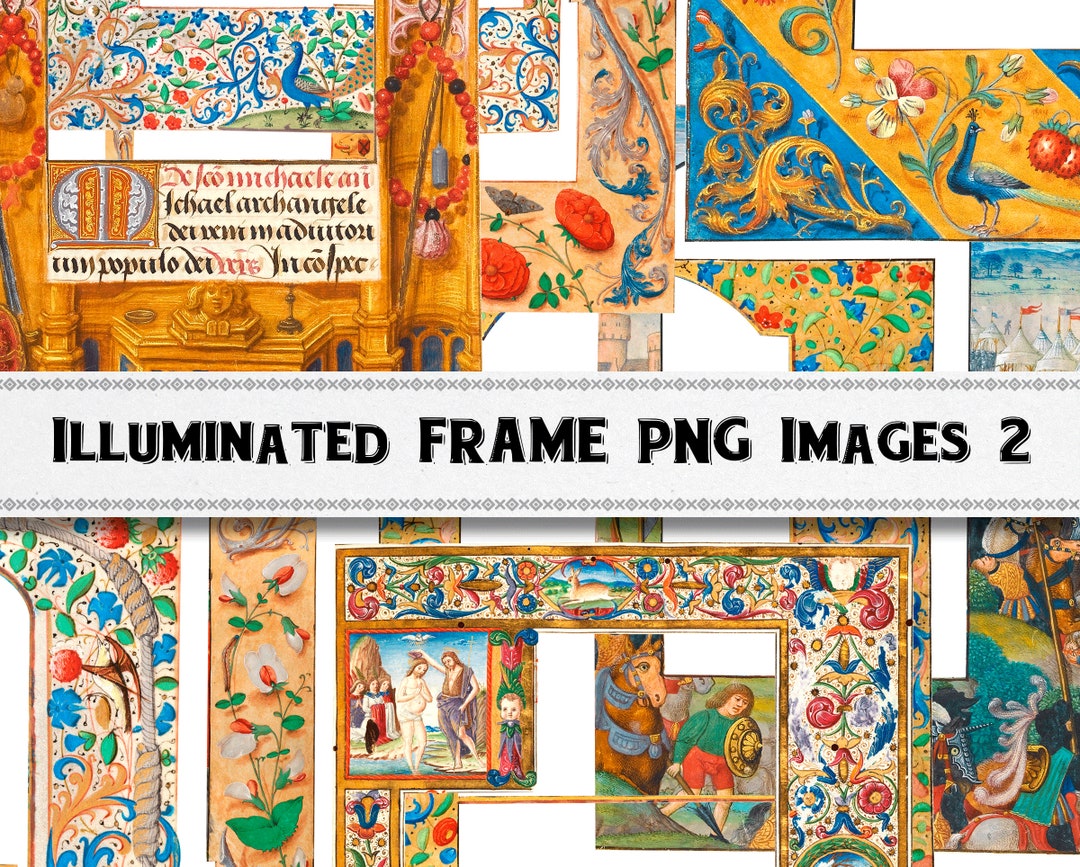 Medieval Illuminated Manuscript Frame PNG Images Set 2 - Etsy