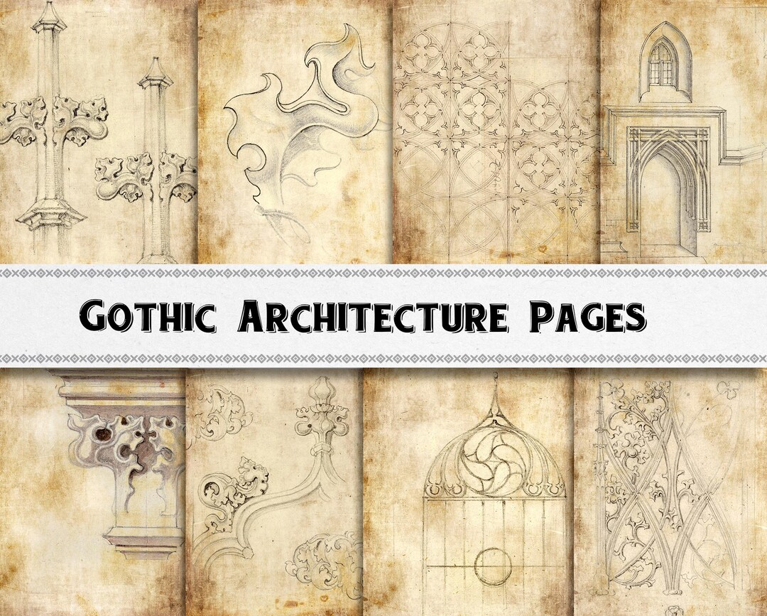 Medieval Gothic Architecture Junk Journal Page Printable Kit ...